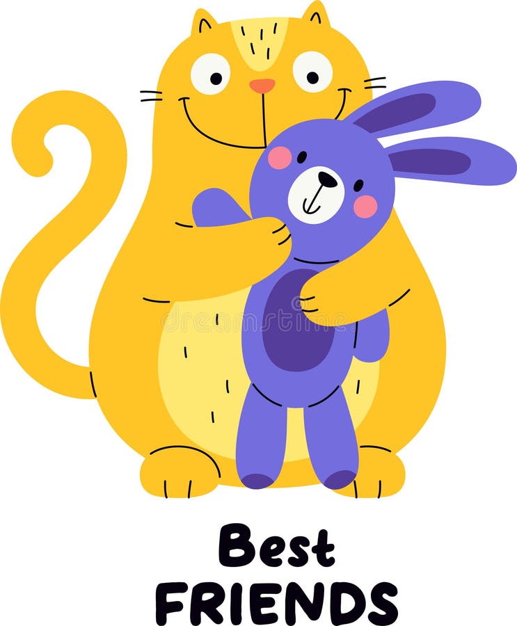 Cat Best Friends Sticker stock vector. Illustration of kitty - 297876890