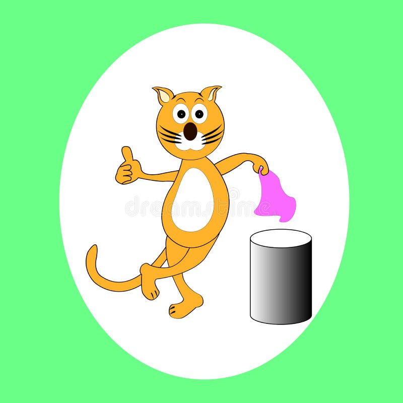 The cat in garbage bin stock vector. Illustration of tramp - 15073224