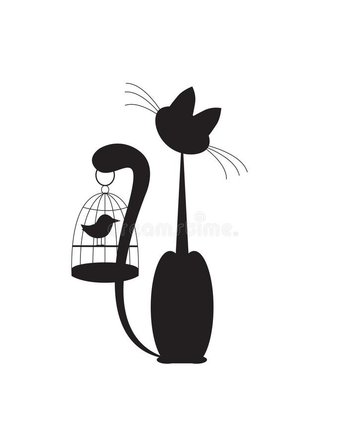 Cat and Bird stock vector. Illustration of whimsical - 20235703