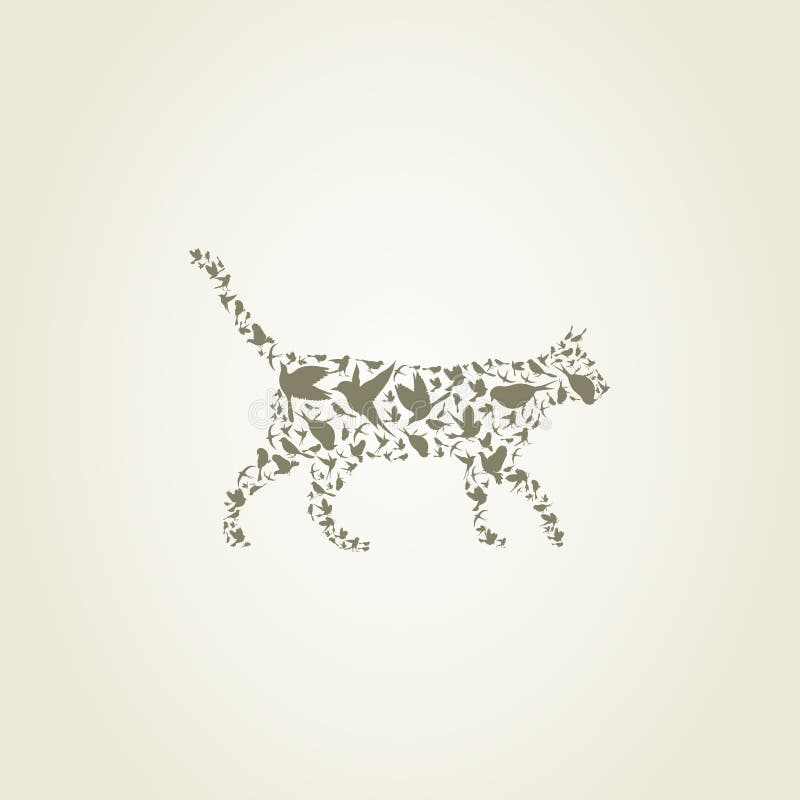 Cat a bird stock vector. Illustration of bird, vector - 36042873