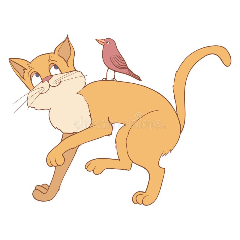 Cat and bird stock vector. Illustration of maltese, floor - 91608447