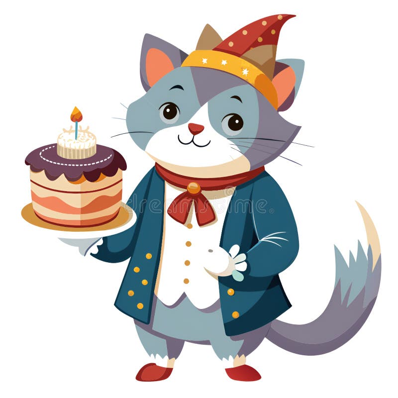 Cat Birthday Cake Cartoon Stock Illustration Illustration Of Drawing 322162992