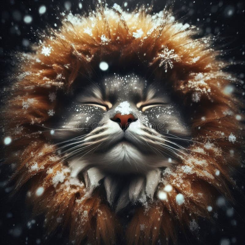 Cat Blissfully Enjoying a Snowfall Stock Image - Image of shiver ...