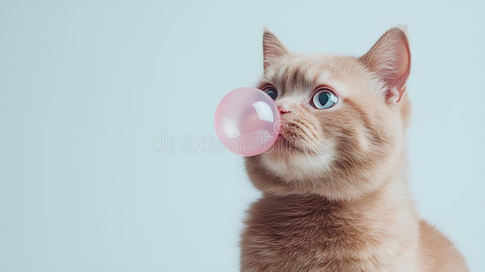 Cat is Blowing Bubbles with Its Mouth. AI Generated Stock Illustration ...