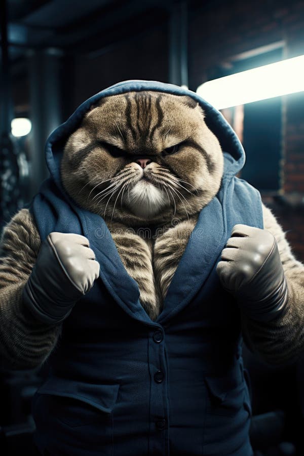 A Cat in a Blue Jacket and Gloves. Generative AI Image. Stock ...