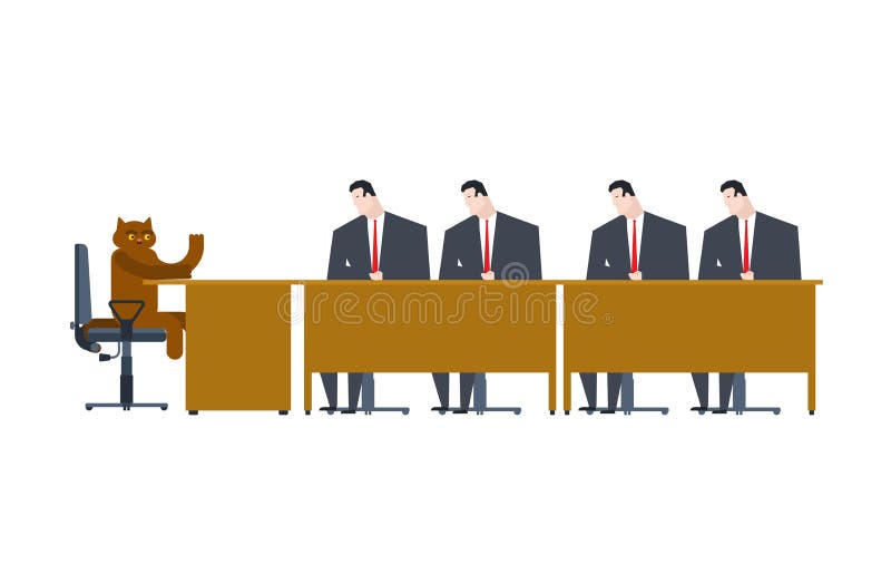 Cat Boss at Meeting with Managers. Vector Illustration Stock Vector ...