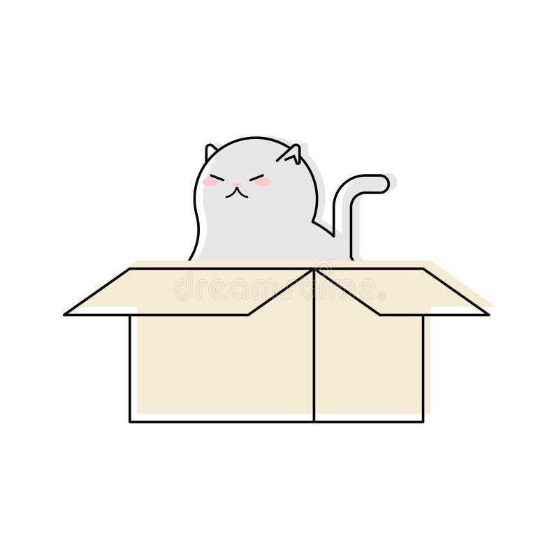 Cat in Box. Pet in Cardboard Box Stock Vector - Illustration of ...