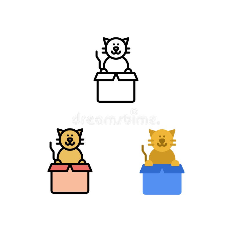 Cat in Box for Pet Icon, Logo, and Illustration Stock Vector ...