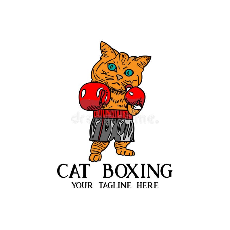Cat Boxing Design Logo Vector Stock Vector - Illustration of isolated ...