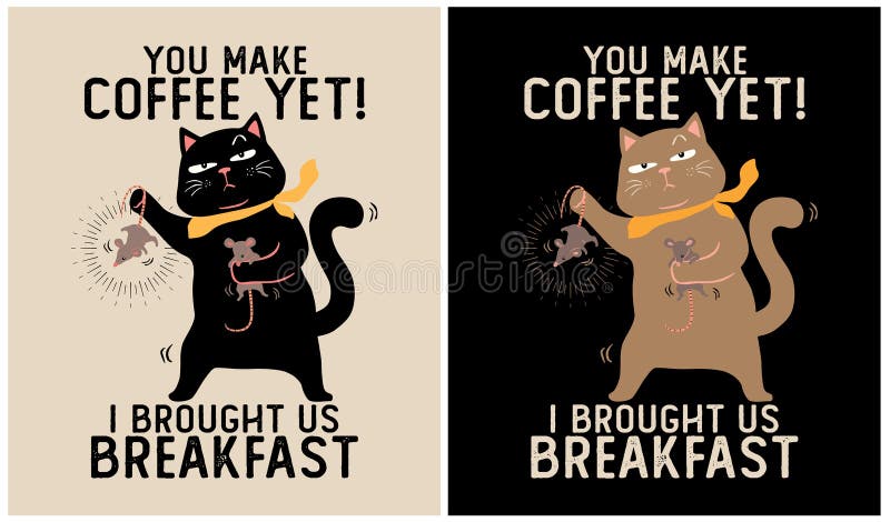 Cat with Breakfast - Cat Lover Stock Vector - Illustration of scarf ...