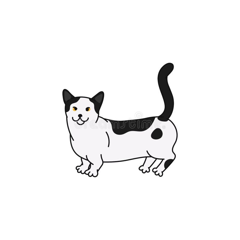 Cat Breed Munchkin Contour Sketch Doodle Illustration. Stock ...