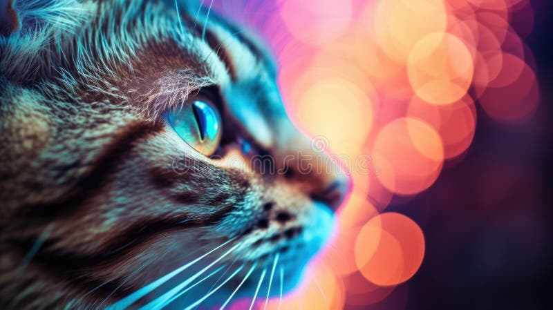 A Cat with Bright Blue Eyes Looking Off into the Distance, AI Stock ...