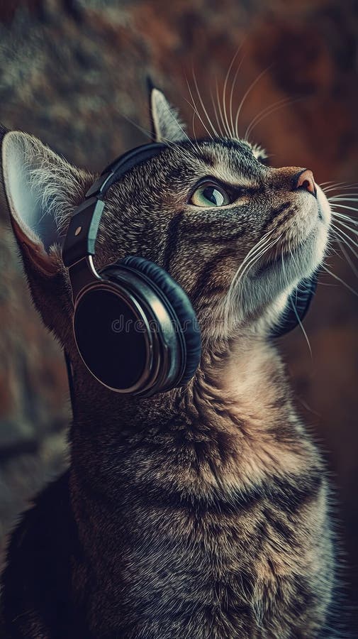 Cat with Bubble Beard Listening To Music. Stock Photo - Image of rest ...