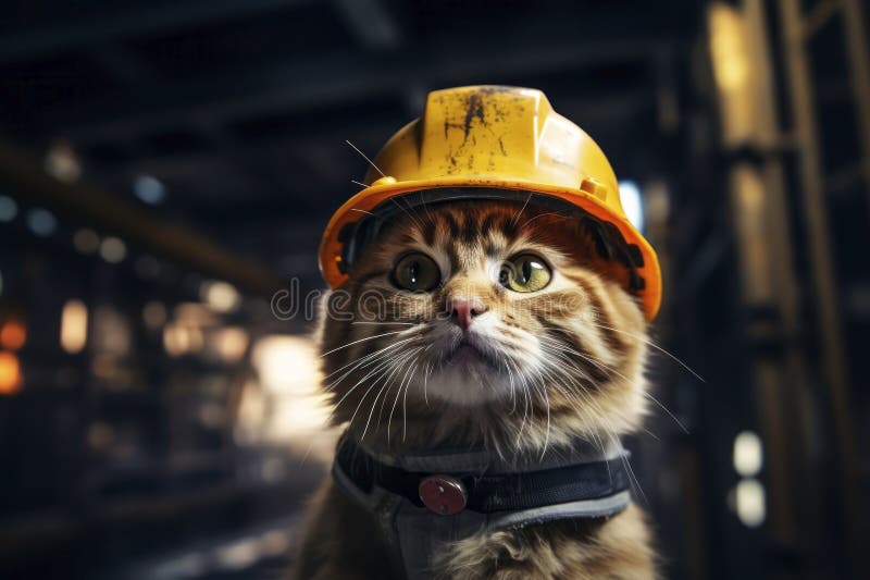 Cat Builder at the Factory. Generative AI Stock Illustration ...