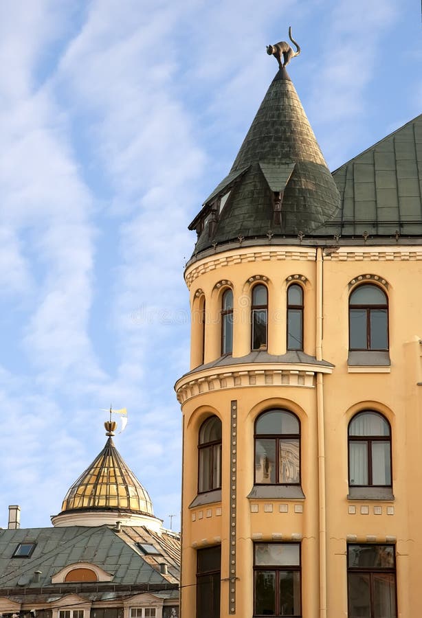 Cat building stock image. Image of roof, center, blue - 58569193