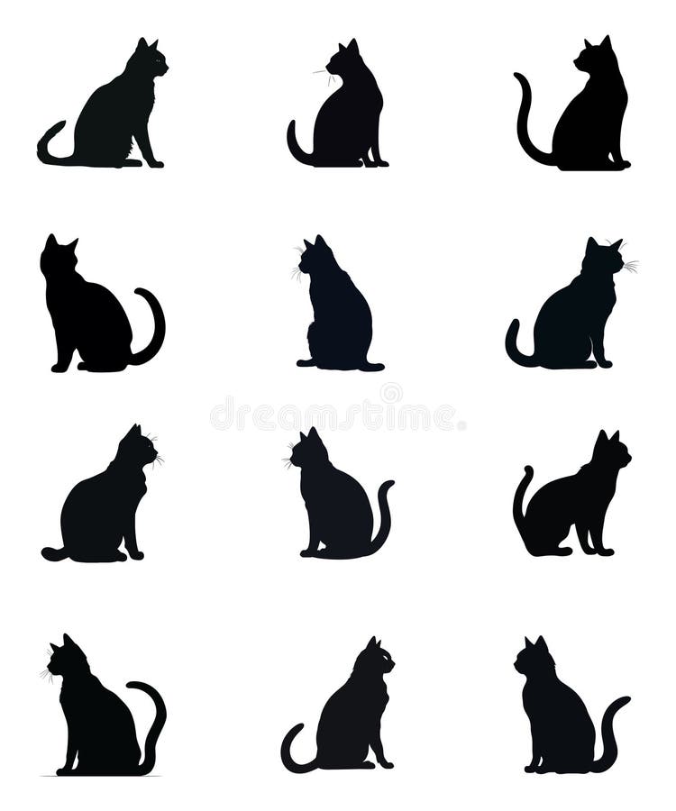 Cute Cat Animal Vector, Cat Silhouettes and Icons Stock Vector ...