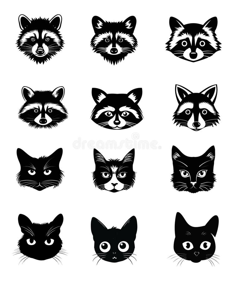 Cute Cat Animal Vector, Cat Silhouettes and Icons Stock Vector ...