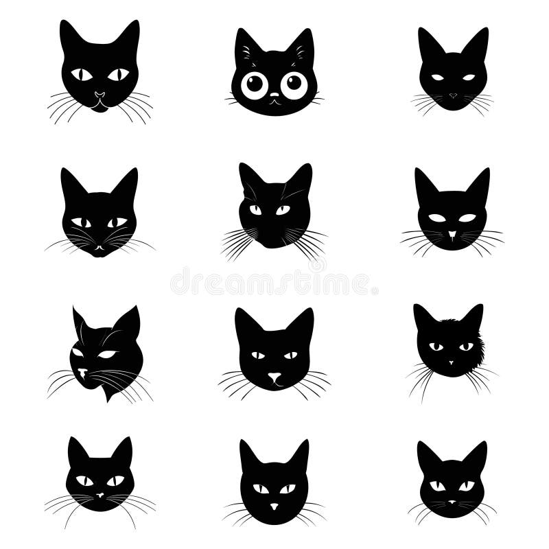 Cute Cat Animal Vector, Cat Silhouettes and Icons Stock Vector ...