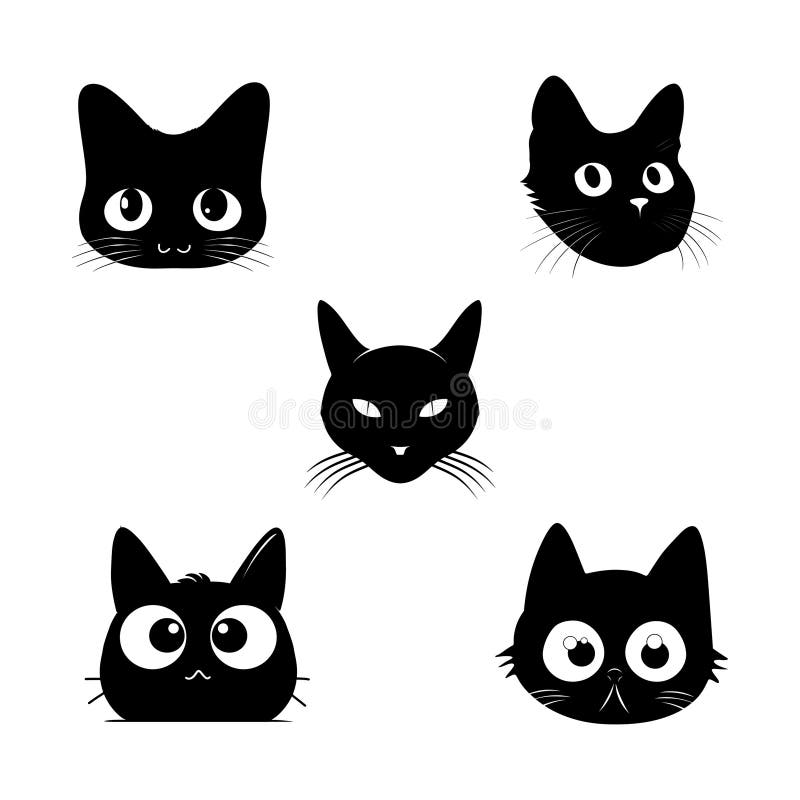 Cute Cat Animal Vector, Cat Silhouettes and Icons Stock Vector ...
