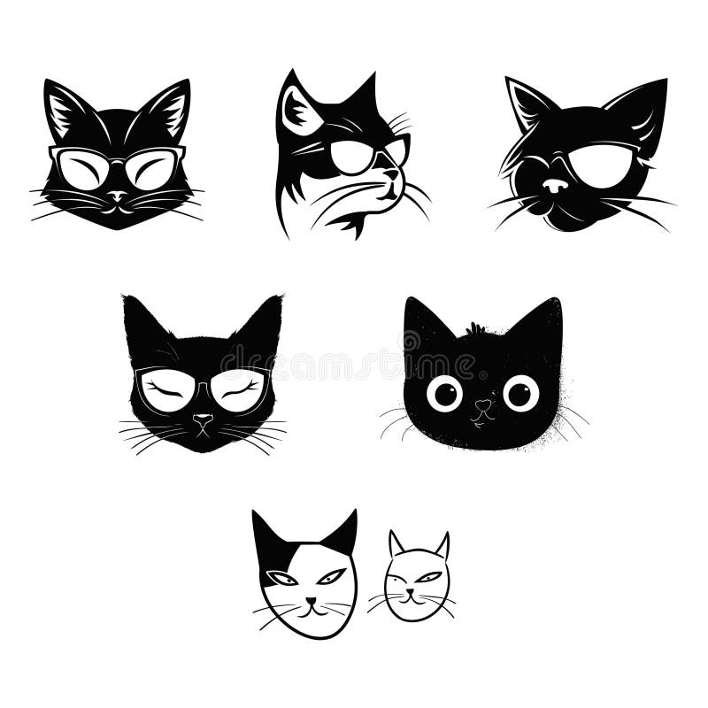Cute Cat Animal Vector, Cat Silhouettes and Icons Stock Vector ...