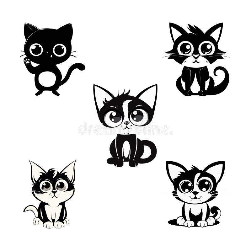 Cute Cat Animal Vector, Cat Silhouettes and Icons Stock Vector ...