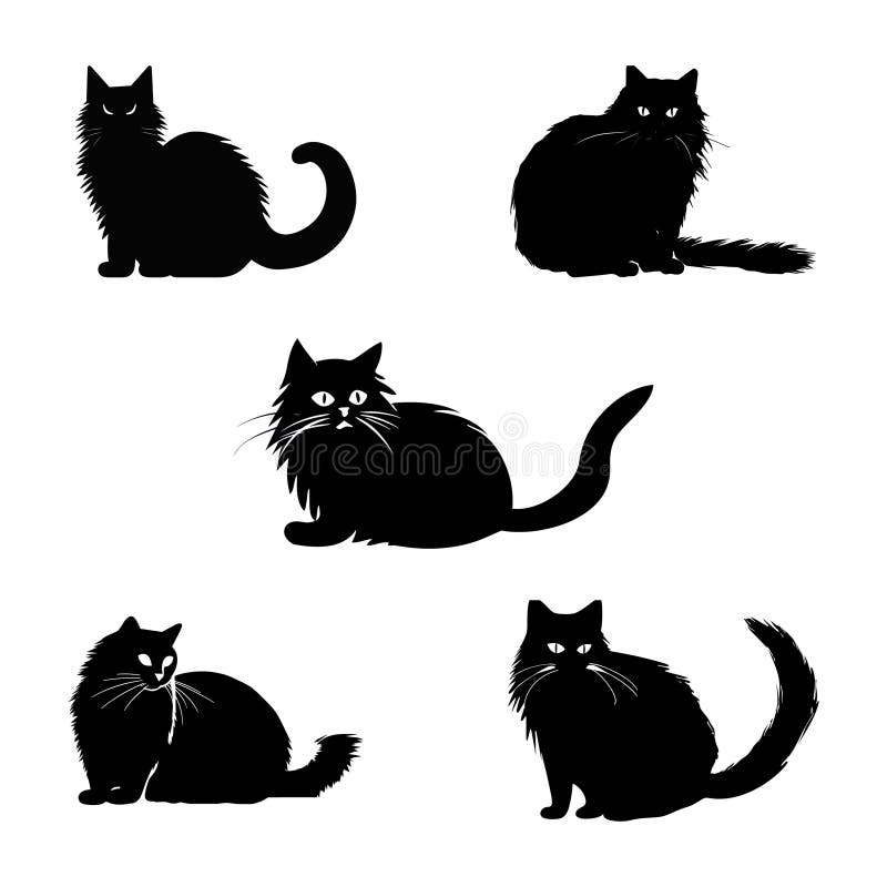 Cute Cat Animal Vector, Cat Silhouettes and Icons Stock Vector ...