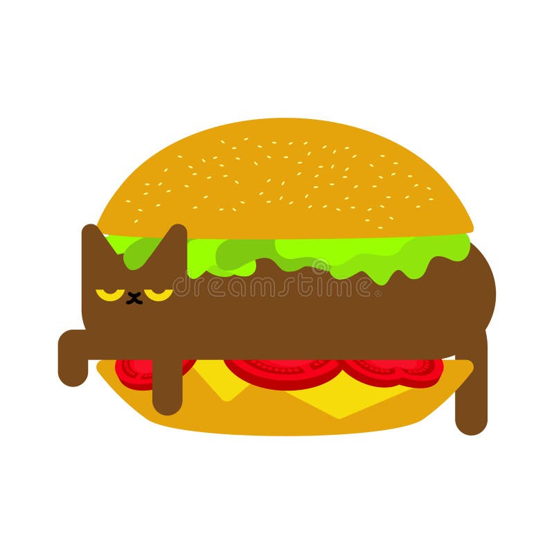 Cat in Burger. Pat in Burger Stock Vector - Illustration of restaurant ...