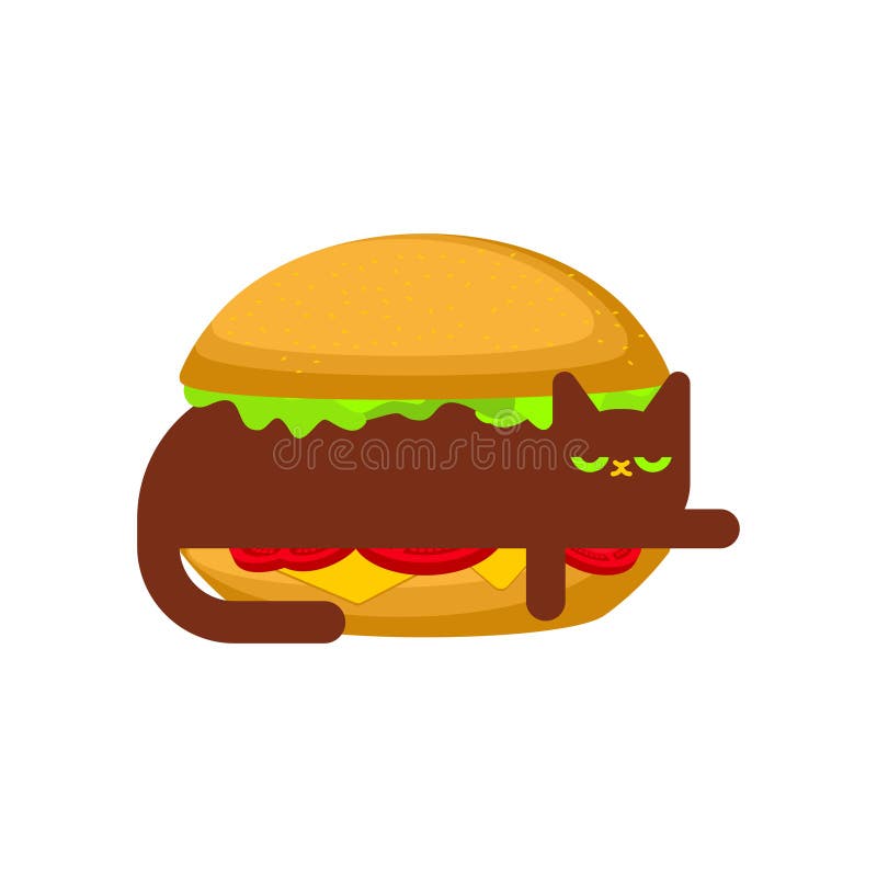 Cat in Burger. Pat in Burger Stock Vector - Illustration of tomato ...