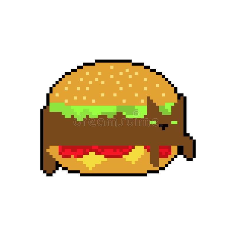 Cat in Burger Pixel Art. 8 Bit Pat in Burger Stock Vector ...