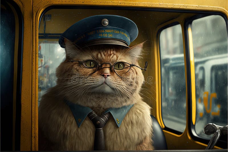 Cat Bus Driver Illustration Generative Ai Stock Illustration ...