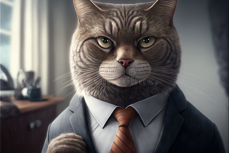 Cat Businessman Llustration Generative Ai Stock Illustration ...