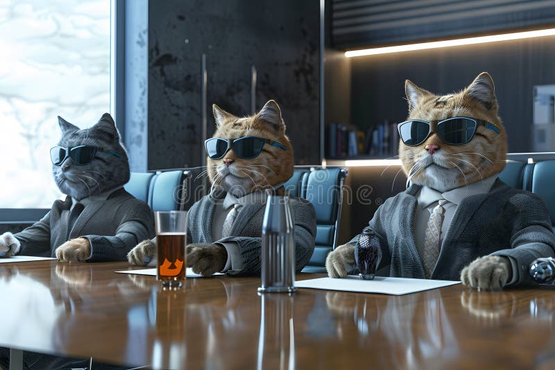 Cat Businessman, Portrait of a Businessman Cat during a Meeting. Stock ...