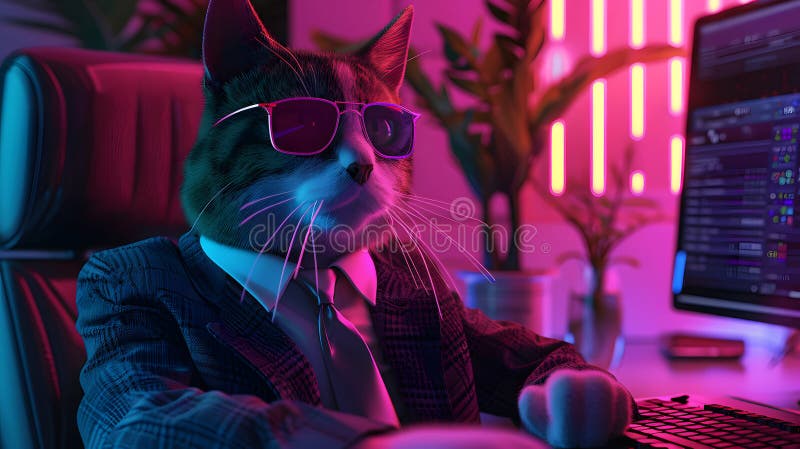 Cat Businessman, Portrait of a Businessman Cat in Various Positions ...