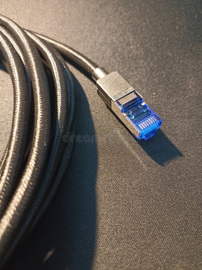 Cat8 Cable Network Connect Isolate on Black Background Stock Photo ...
