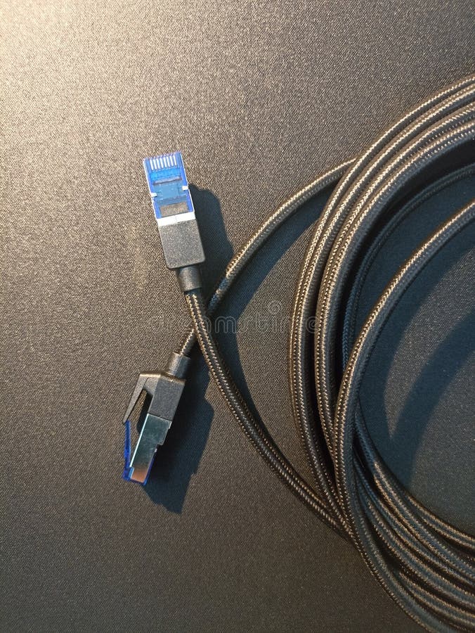 Cat8 Cable Network Connect Isolate on Black Background Stock Image ...