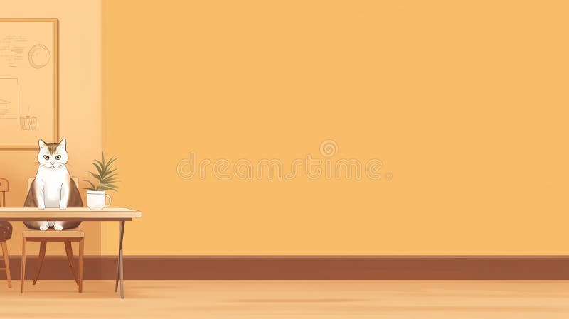 Cat Cafe Themed Background with Empty Copy Space for Text, Generative ...