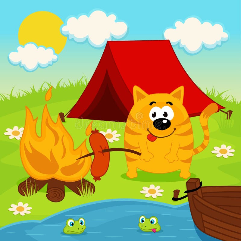 Camping Cartoon Cats Camping Cat Stock Illustrations – 1,482 Camping