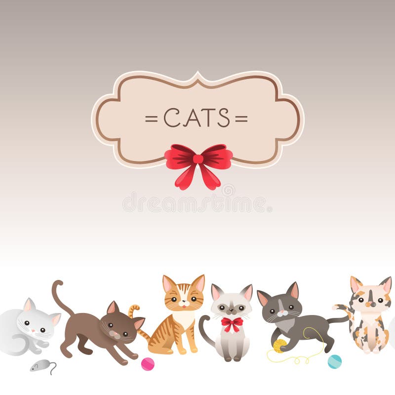 Cat card stock vector. Illustration of animal, headline - 37881587