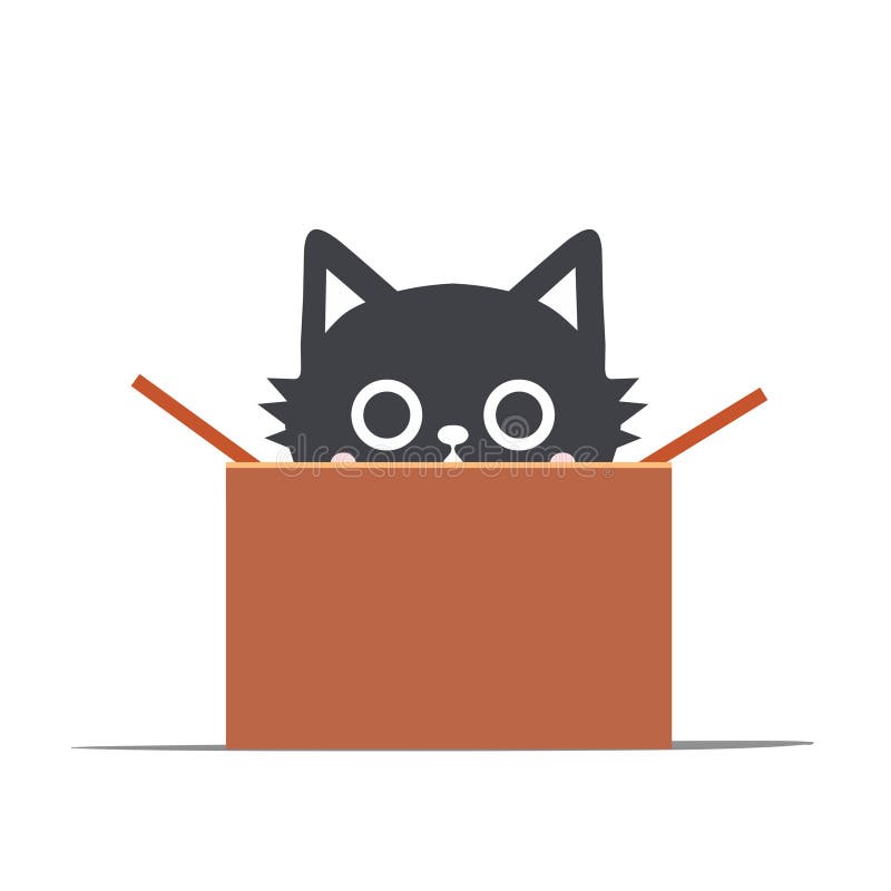 Cat in Cardboard Box Vector Animation on White Background Stock Vector ...