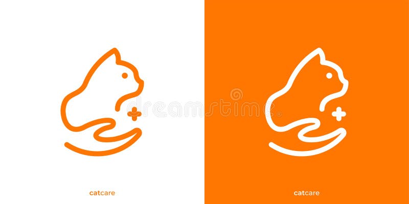Simple Cat Care Logo. Animal Cat and Hand Icon Graphic Stock Vector ...