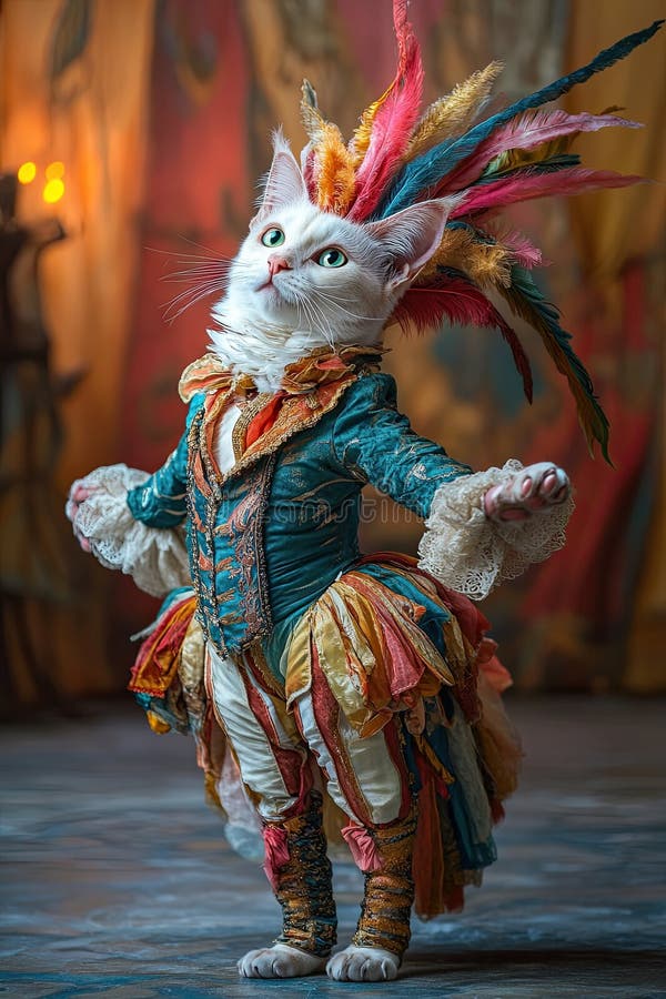 Cat Carnival Costume Dressed Stock Illustration - Illustration of ...