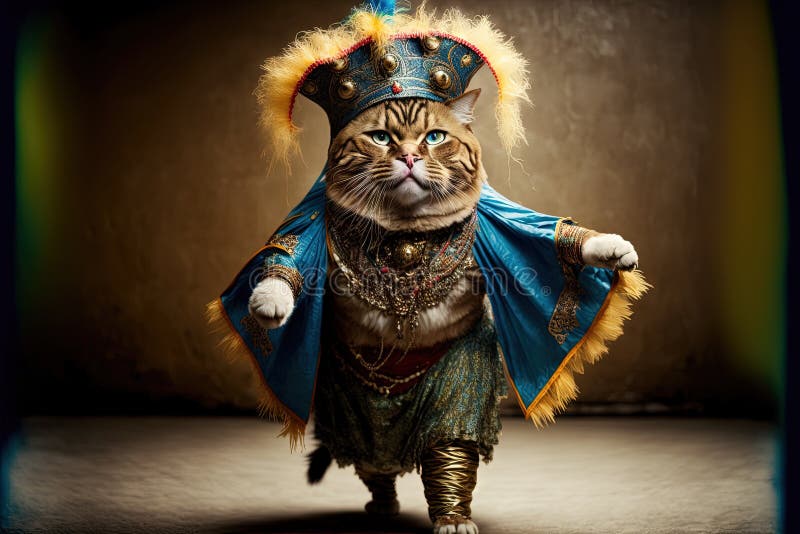 Cat in Carnival Costume Illustration Generative Ai Stock Photo - Image ...