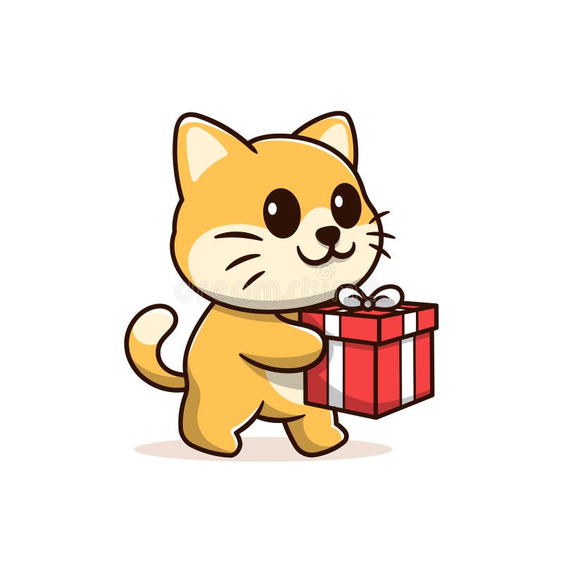 Cat Carrying Birthday Gift Box Stock Vector - Illustration of kids ...