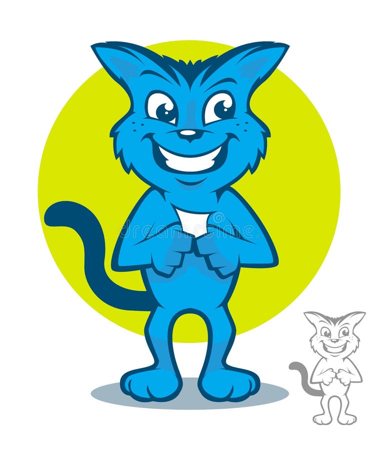 Cat Cartoon bleue illustration de vecteur. Illustration du sourire ...