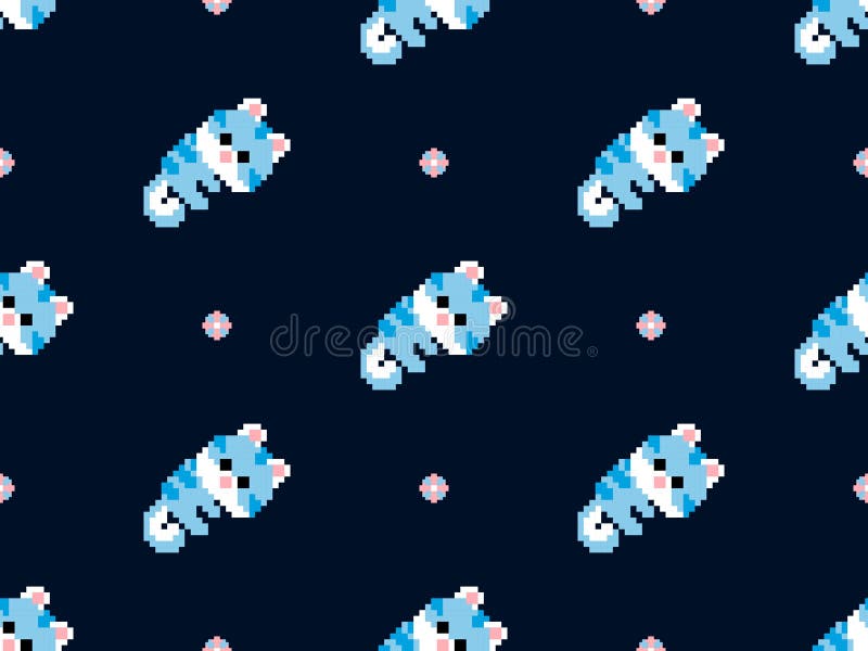 Cat Seamless Pattern on Blue Background Stock Illustration ...