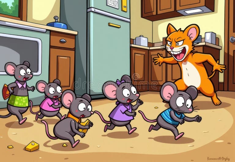 Cat Cartoon Chasing Mice Stock Illustrations – 42 Cat Cartoon Chasing ...