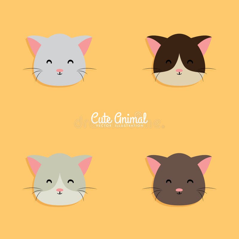 Cat cartoon faces stock vector. Illustration of domestic - 86206960