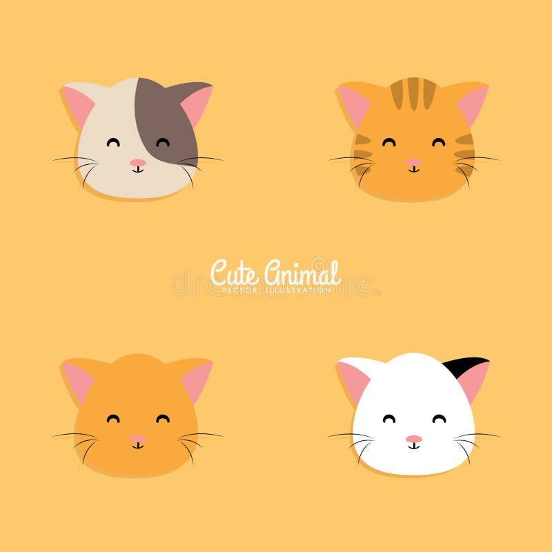 Cat cartoon faces stock vector. Illustration of domestic - 86206960