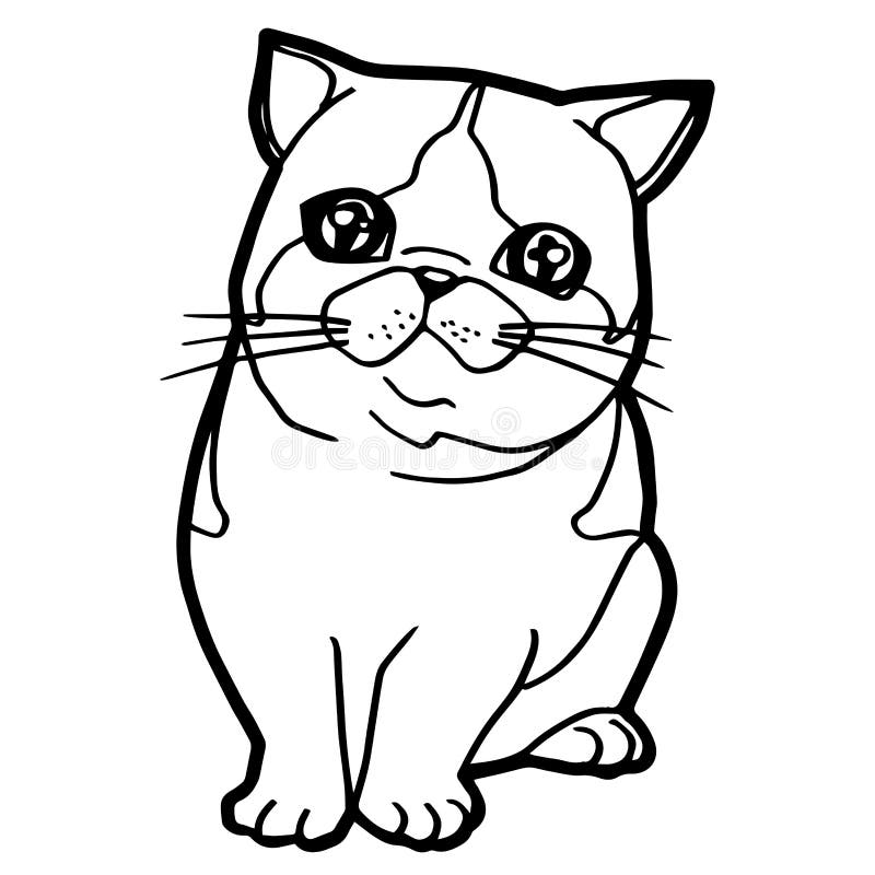 Cat Cartoon Line Art Vector Stock Vector - Illustration of breed ...