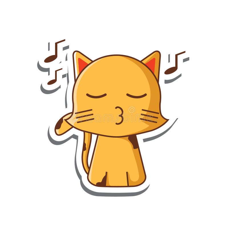Cat Cartoon Whistling. Vector Illustration Decorative Design Stock ...